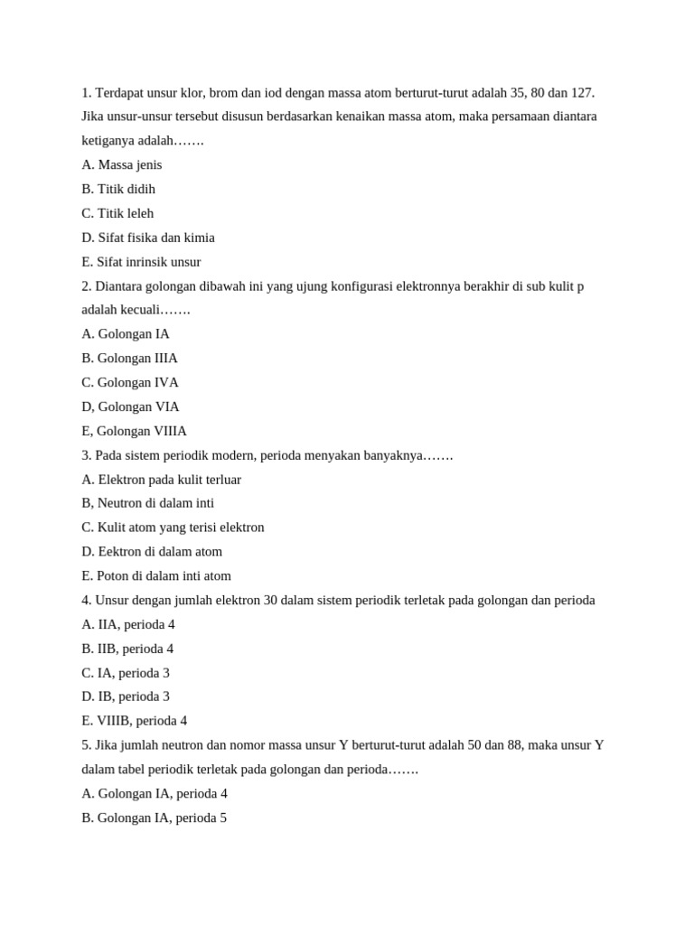 Soal Uas Kimia Kelas X | PDF