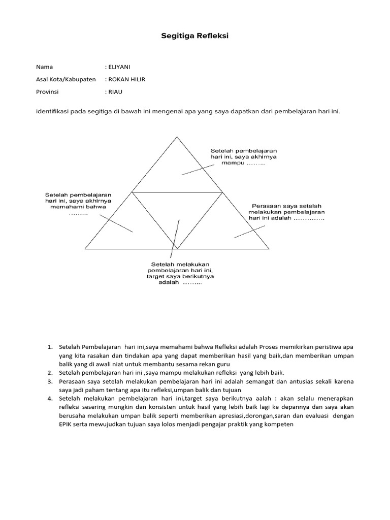 Refleksi Model Segitiga - ELIYANI | PDF | Sains & Matematika
