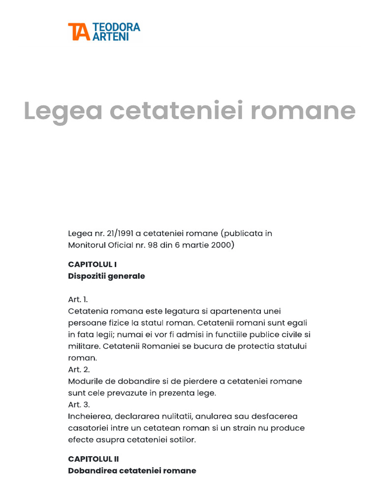 Legea Cetateniei Romane | PDF