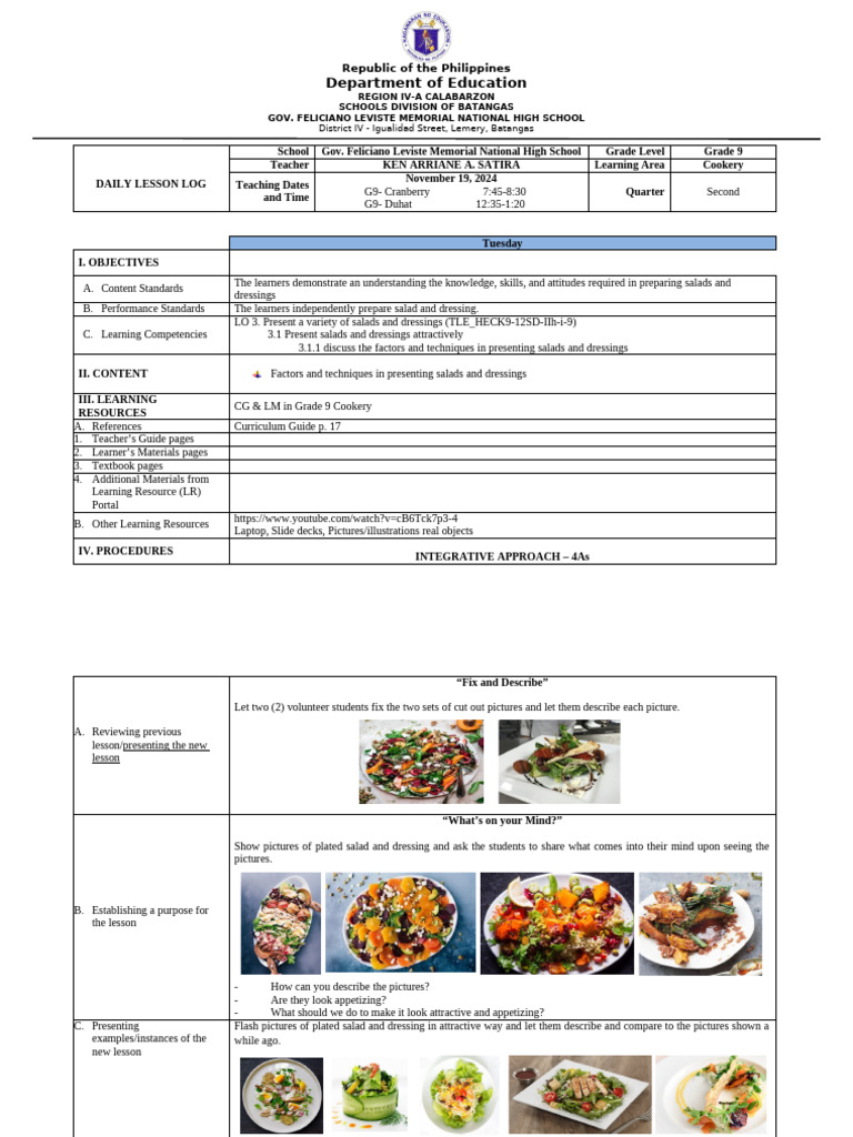DLL - Presenting Salad and Dressing | PDF | Learning | Cognitive Science