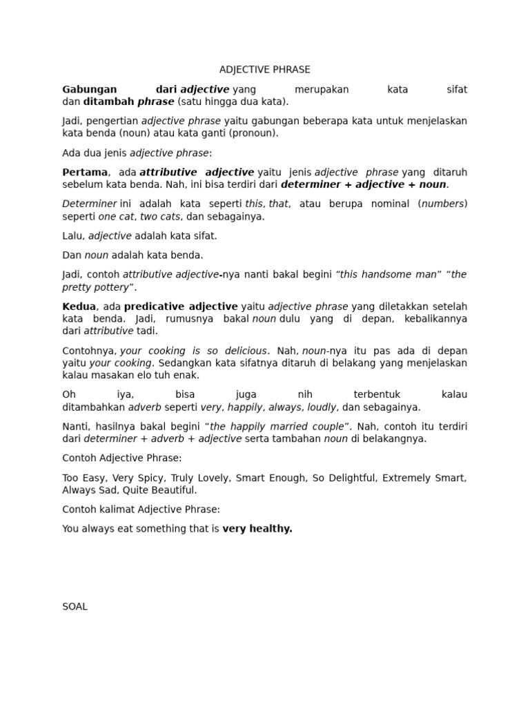 Adjective Phrase | PDF | Seni & Disiplin Bahasa