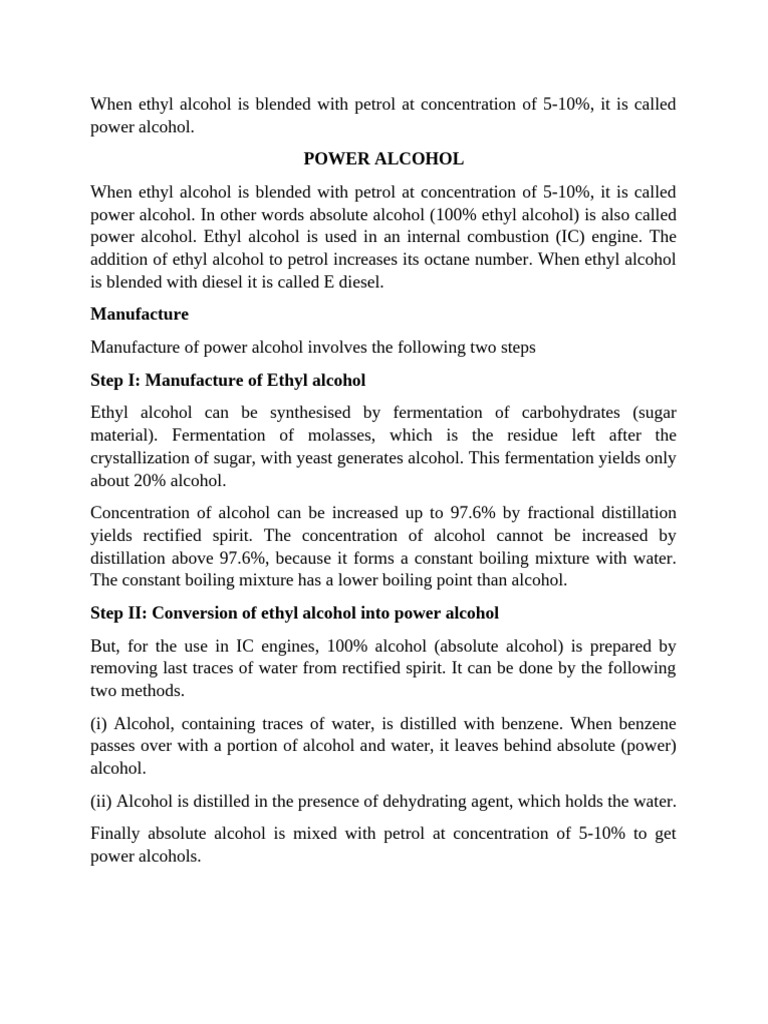 Power Alcohol | PDF | Ethanol | Gasoline