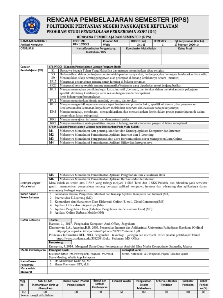 3.1 RPS Aplikasi Komputer (PPK) | PDF | Komputer