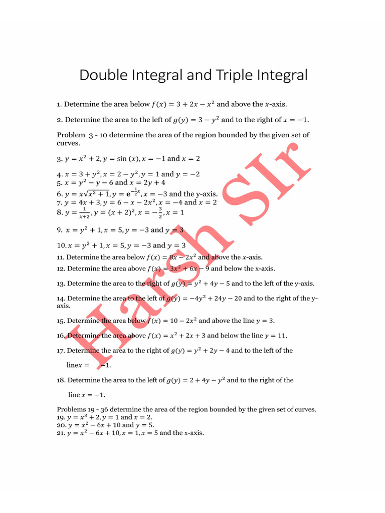Integral Calculus Assignment-2 Harsh Jaiswal | PDF Integral Calculus Assignment-2 Harsh Jaiswal | PDF