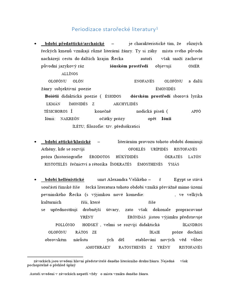 Periodizace Recke Liteartury | PDF