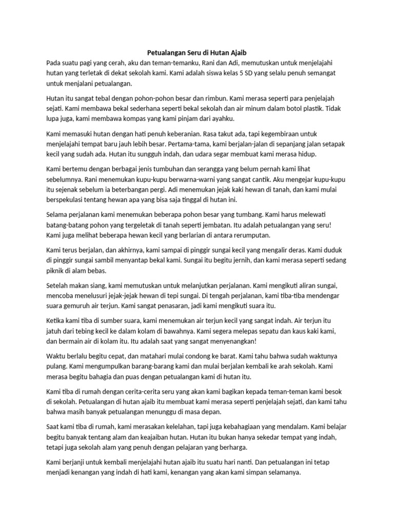 Petualangan Seru Di Hutan Ajaib | PDF