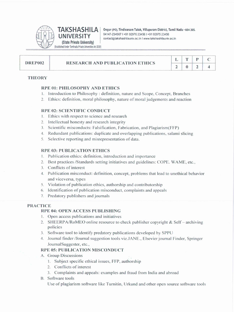 Ethics Syllabus | PDF