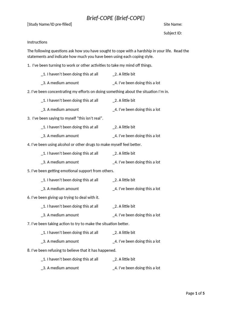 Brief Cope Crf | PDF | Psychological Concepts | Psychology