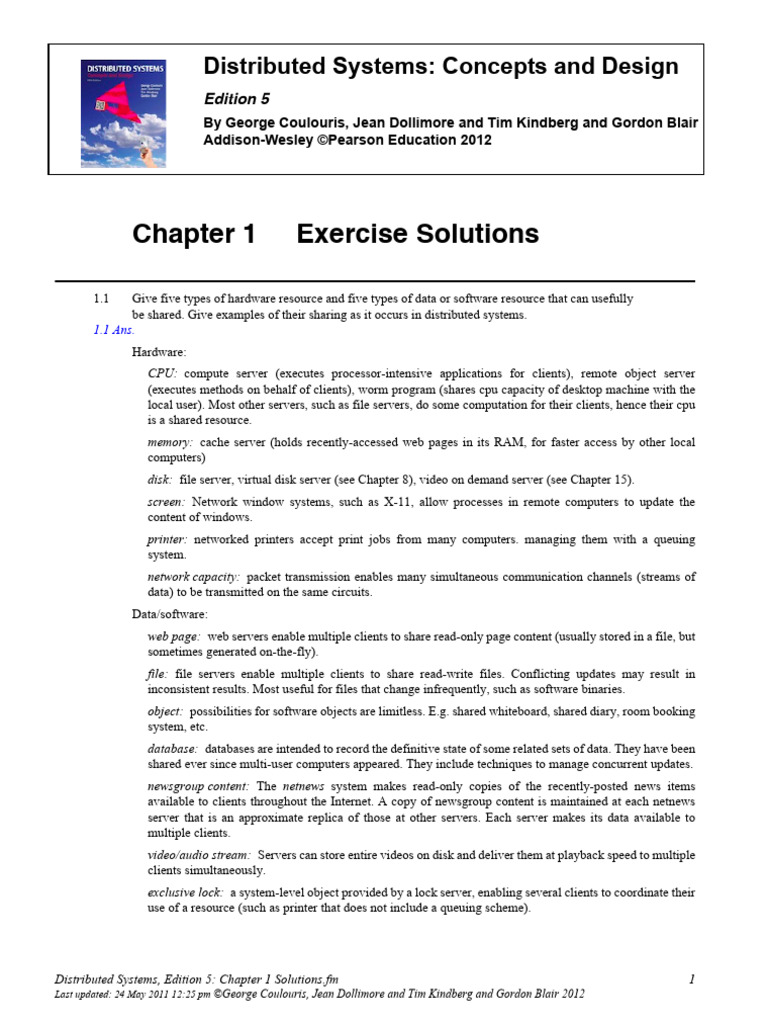 Solutions For Problems: Distributed Systems 5th Edition by Coulouris ...