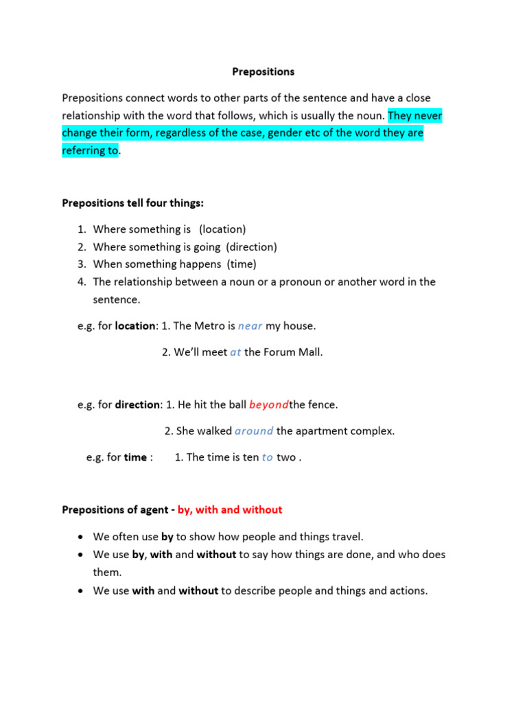 Preposition | PDF | Workweek And Weekend | Preposition And Postposition