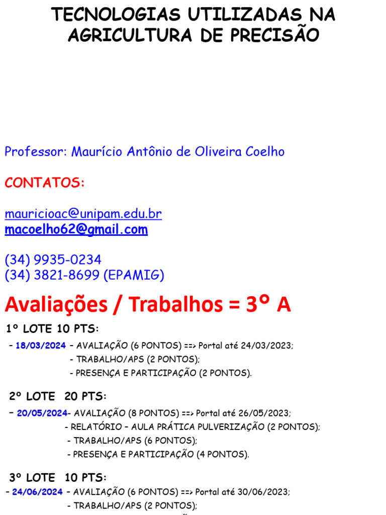 AULA 12 - AGRICULTURA DE PRECISÃO 2024 | PDF | Engenharia de Controle | Sistema de ...
