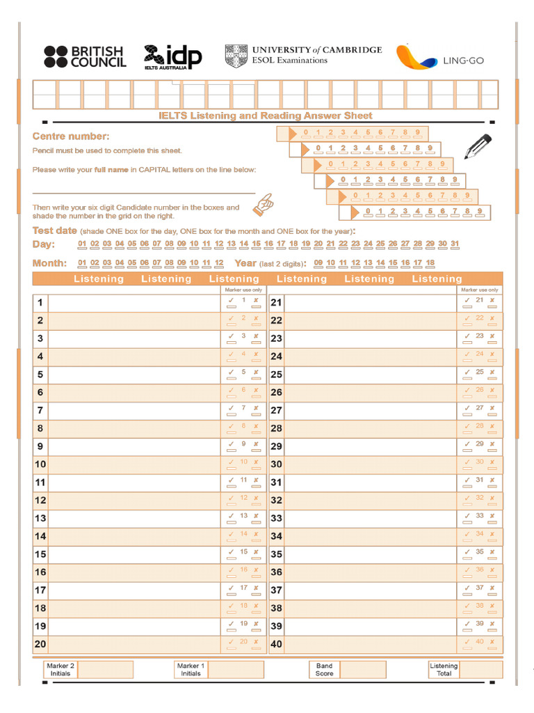 IELTS Answer Sheets | PDF
