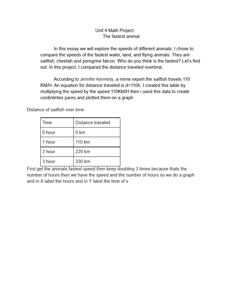 Fastest Animal Speed Comparison | PDF | Speed