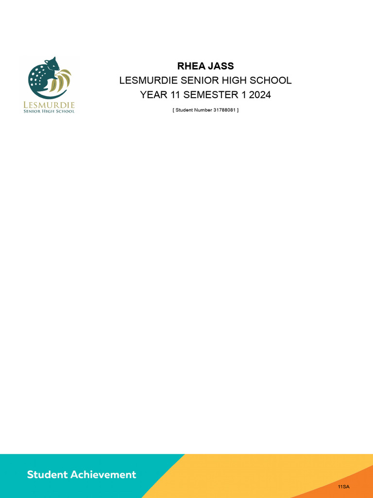 Year 11 Semester 1 Report 2024 | PDF