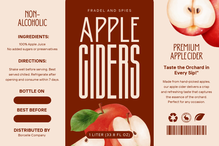Maroon White Modern Apple Ciders Label | PDF