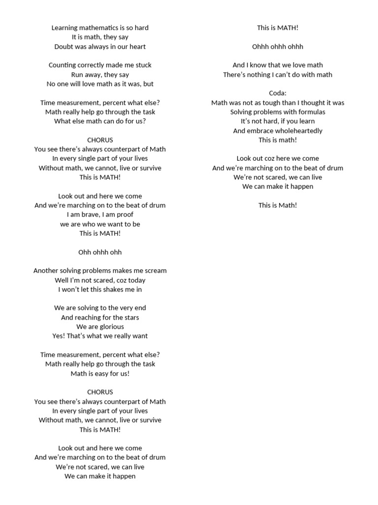 Math Jingle - 031921 | PDF