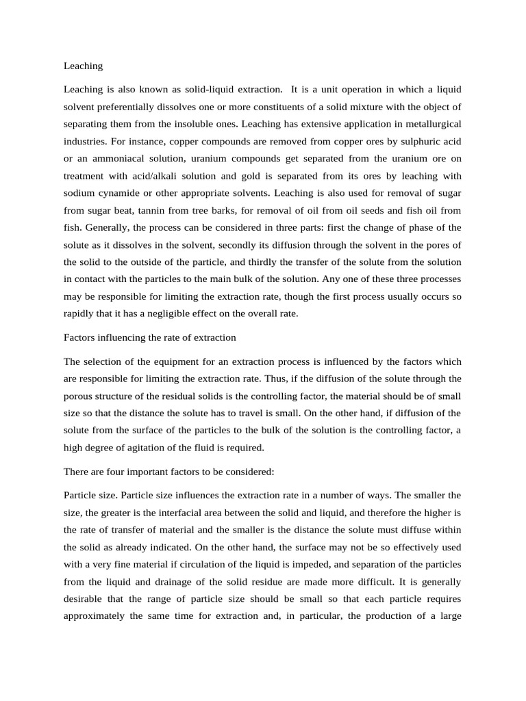 Leaching | PDF | Solubility | Phase (Matter)