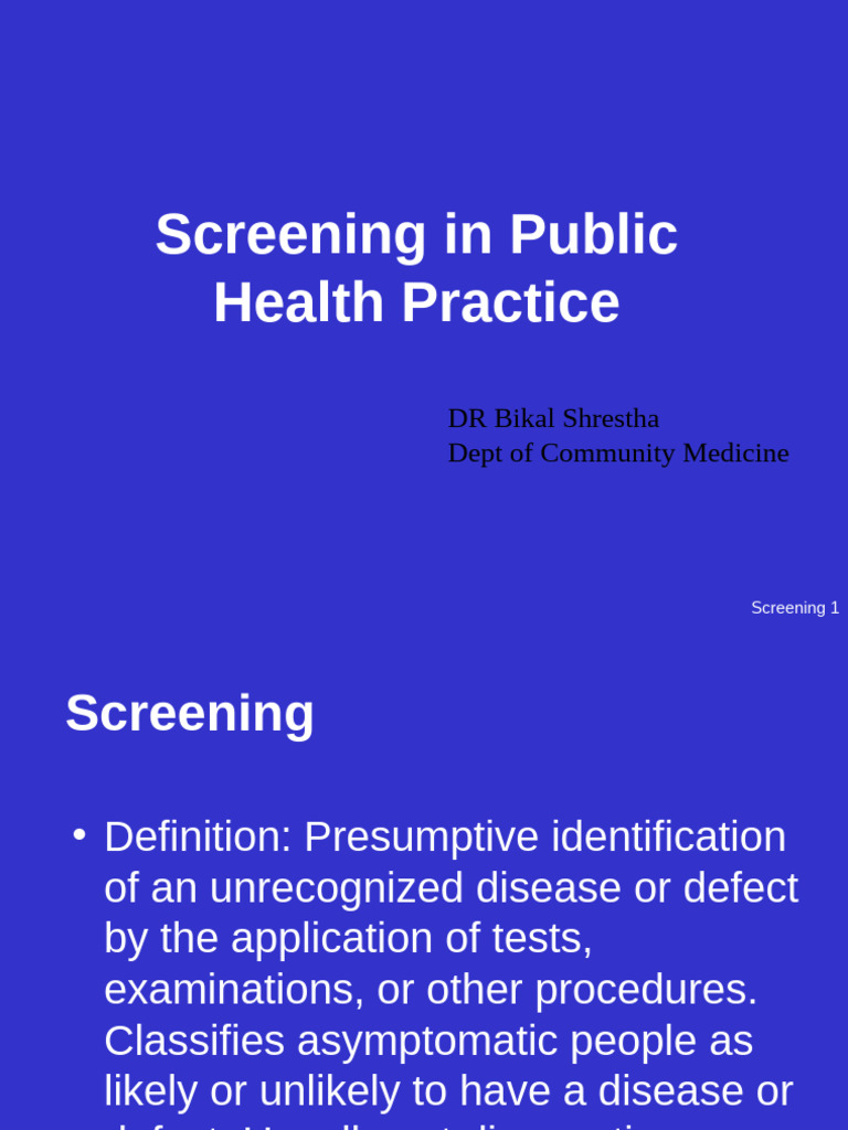 3. Screening - BS | PDF | Screening (Medicine) | Sensitivity And ...