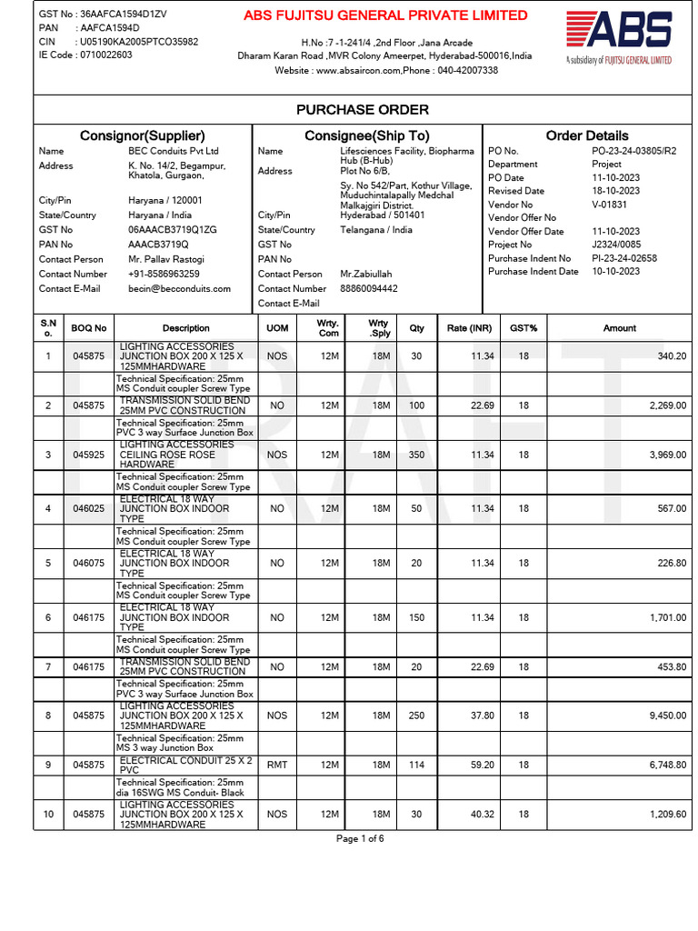 BEC Conduits Pvt Ltd Purchase Order | PDF | Arbitration