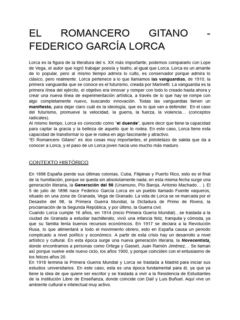 El Romancero Gitano | PDF | Federico García Lorca | Mente inconsciente
