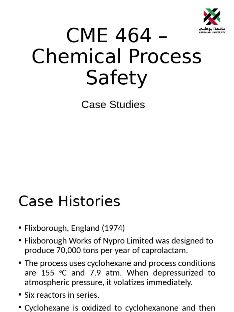 Chemical Process Safety Case Studies | PDF | Chemistry