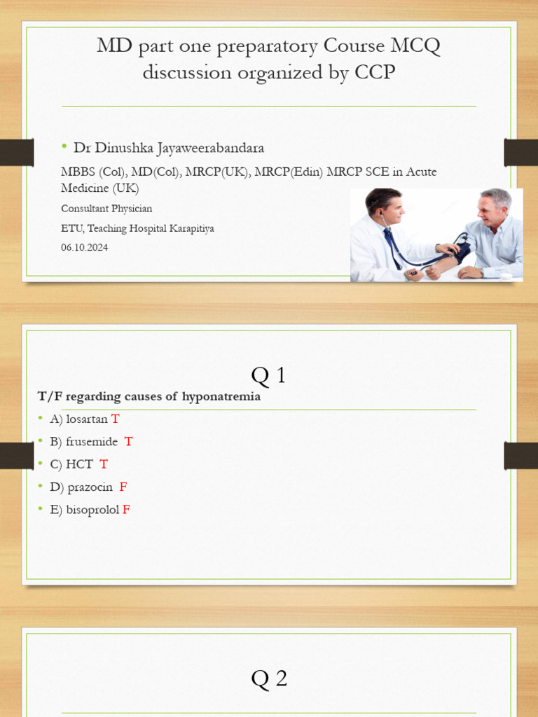 1 - General Medicine - MD Part 1 CCP - MCQ Q and A Done by DR Dinushka Jayaweerabandara On 6.10. ...
