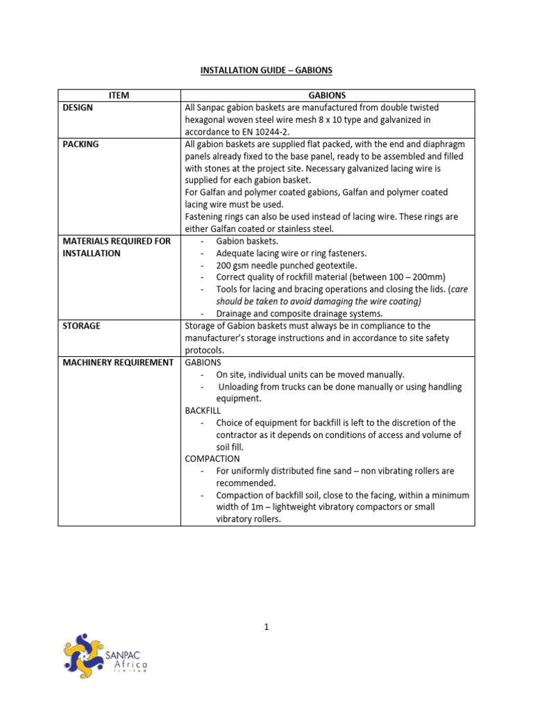 Installation Guide Gabions 4 | PDF | Wire | Drainage