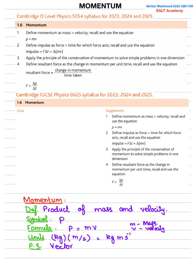 Understanding Momentum and Its Changes | PDF | Momentum | Velocity