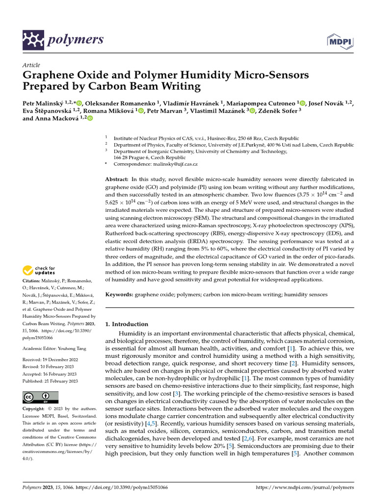 Graphene Oxide and Polymer Humidity Micro-Sensors | PDF | Graphene ...
