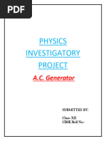 AC Generator Project for Class 12 | PDF | Electric Generator ...