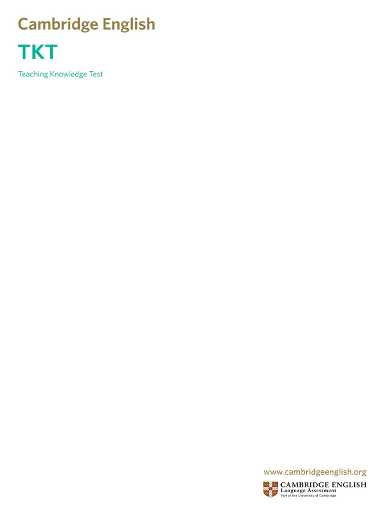 TKT Module 3 Sample Paper With Answer Key | PDF | Question | Teachers