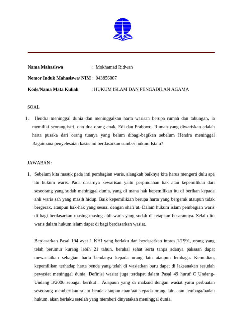 Humum Islam Dan Pengadilan Agama | PDF