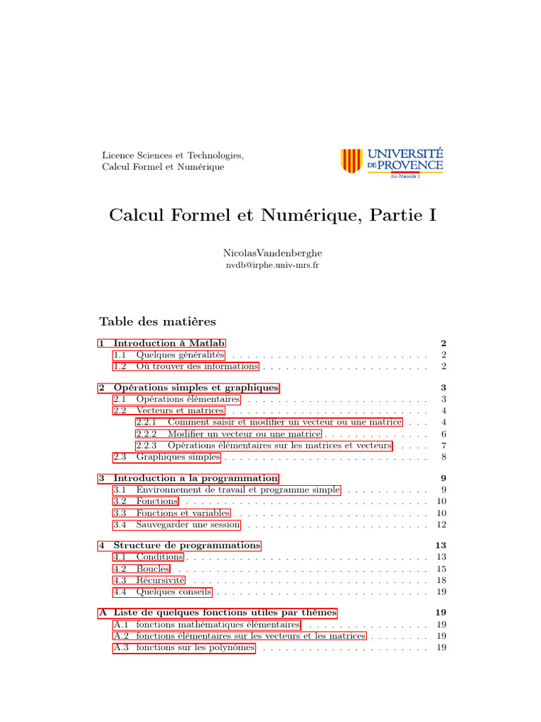 Introduction à Matlab et opérations de base | PDF | Structure de ...