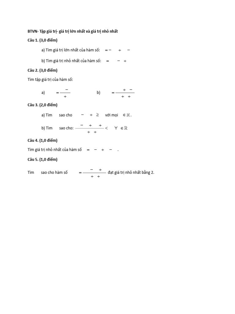 BTVN-Gia Tri Lon Nhat Va Gia Tri Nho Nhat | PDF
