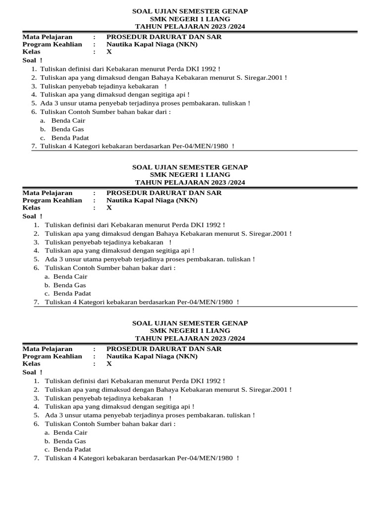 Soal Sem 2 Pro-Sar - NKN X | PDF