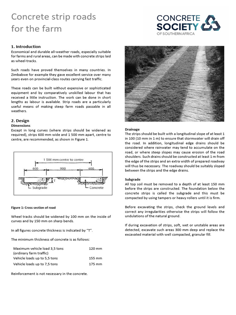 Concrete Strip Roads for Farms | PDF | Concrete | Road
