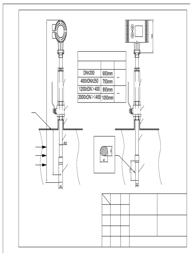 插入电磁插入深度insertion Magnetic Flow Meter Drawing | PDF