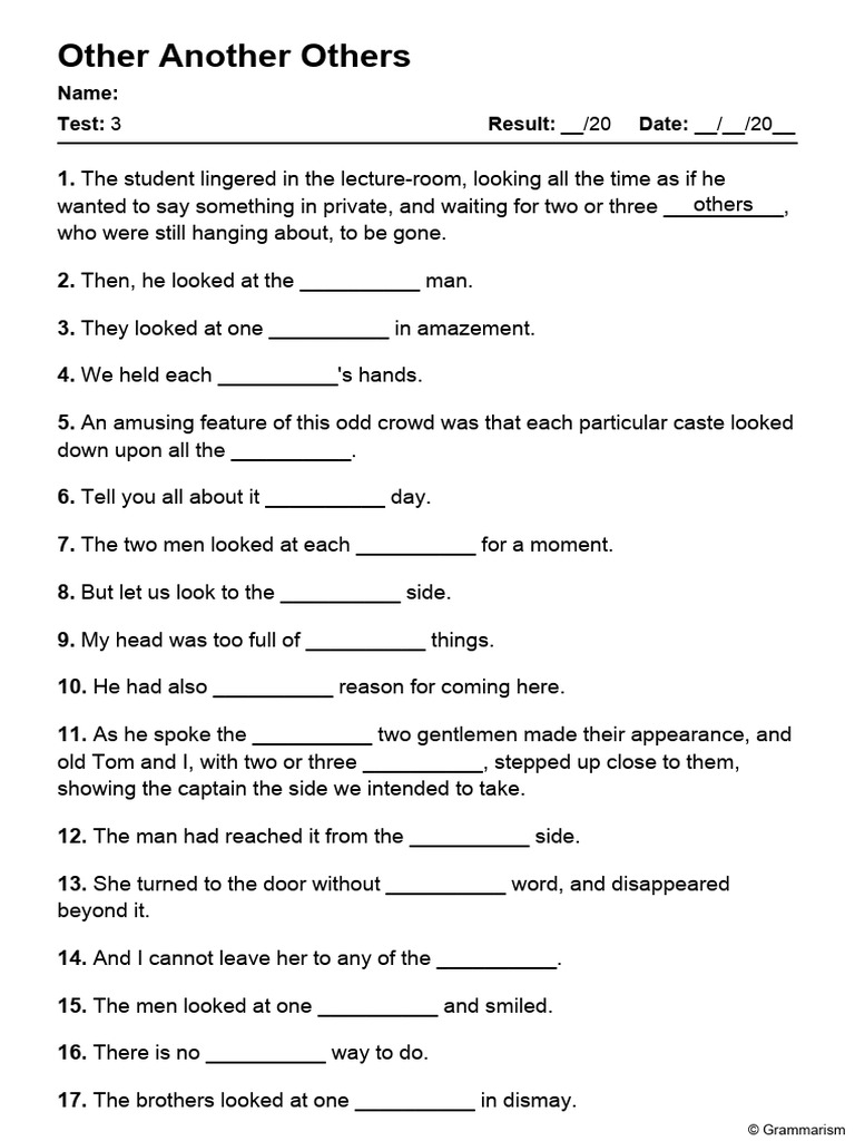 Grammarism Other Another Others Test 3 1663192 | PDF