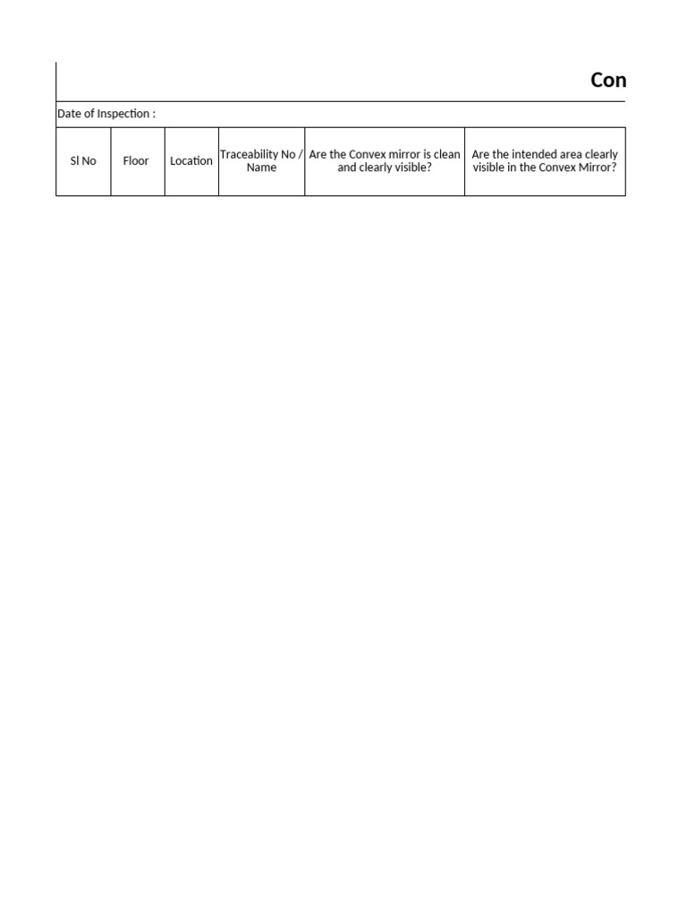 Convex Mirror Inspection Checklist | PDF