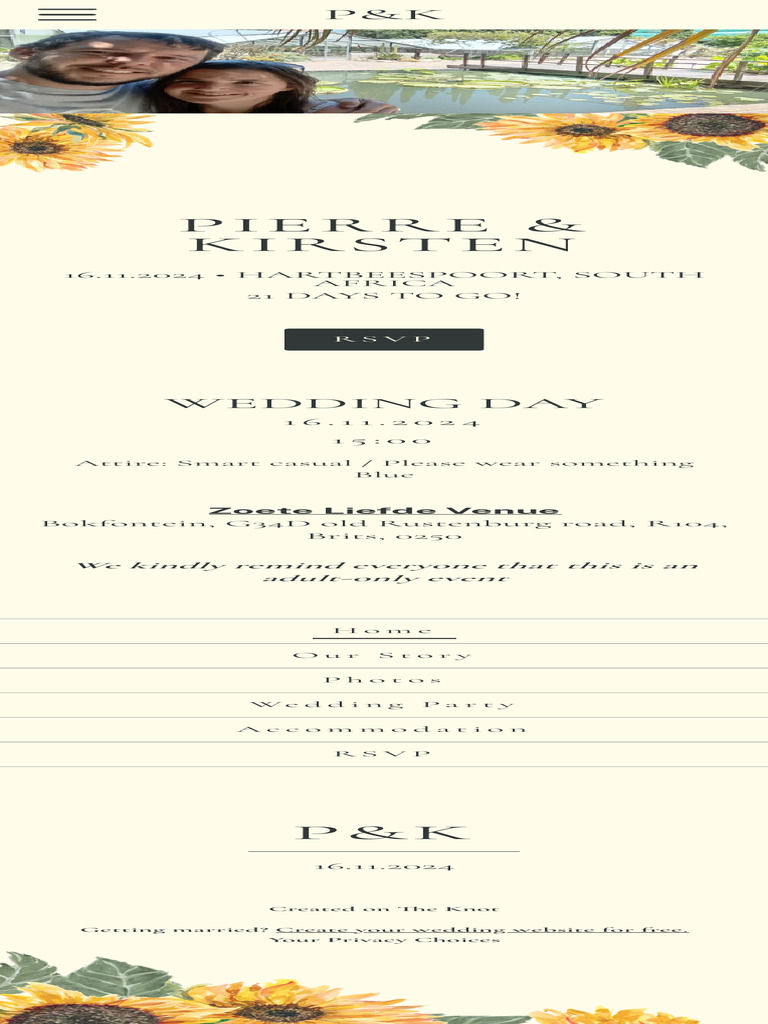Pierre Smit and Kirsten Van Heerden's Wedding Website - The Knot | PDF