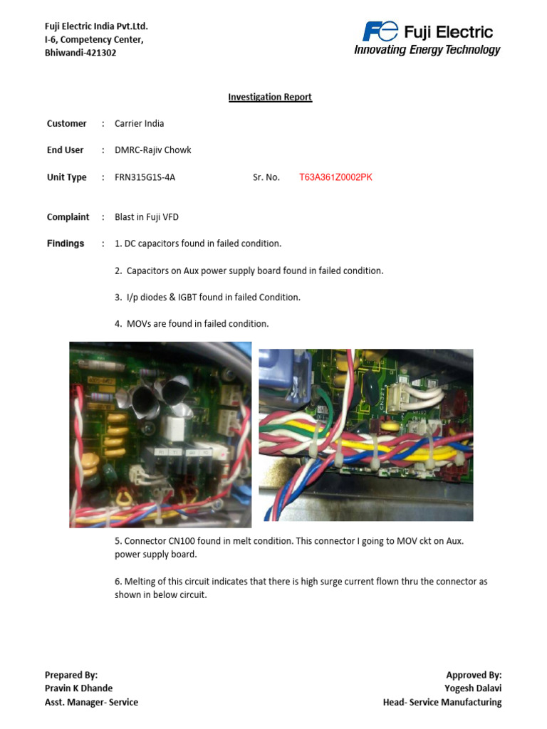 VFD Investigation Report | PDF | Capacitor | Direct Current
