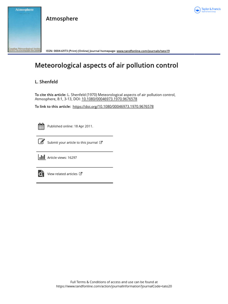 Meteorological Aspects of Air Pollution Control | PDF | Incineration | Atmosphere
