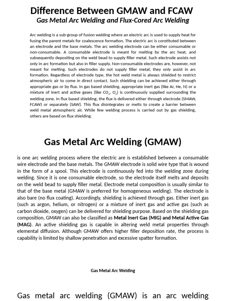 GMAW vs FCAW: Key Differences Explained | PDF | Welding | Construction