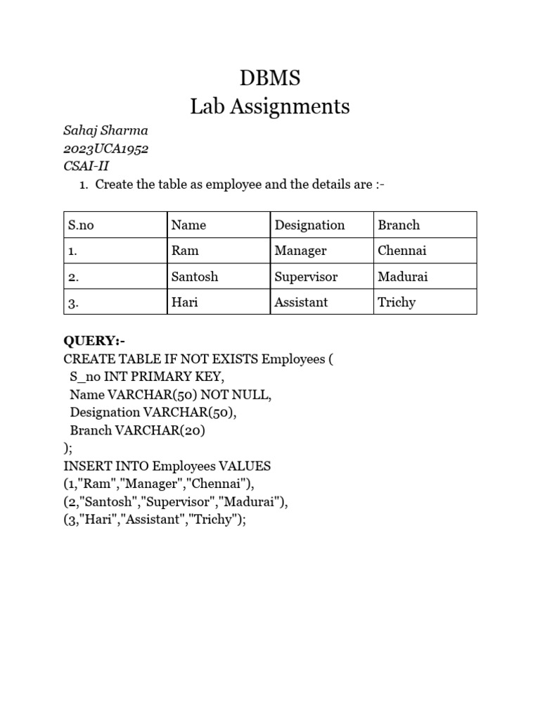 DBMS File (2023UCA1952) | PDF | Data Management | Databases DBMS File (2023UCA1952) | PDF | Data Management | Databases