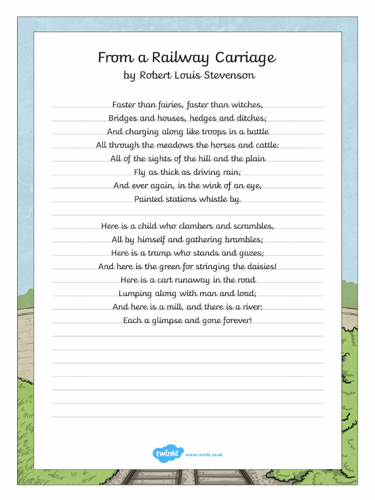 R L Stevenson From A Railway Carriage Poem Handwriting Practice | PDF
