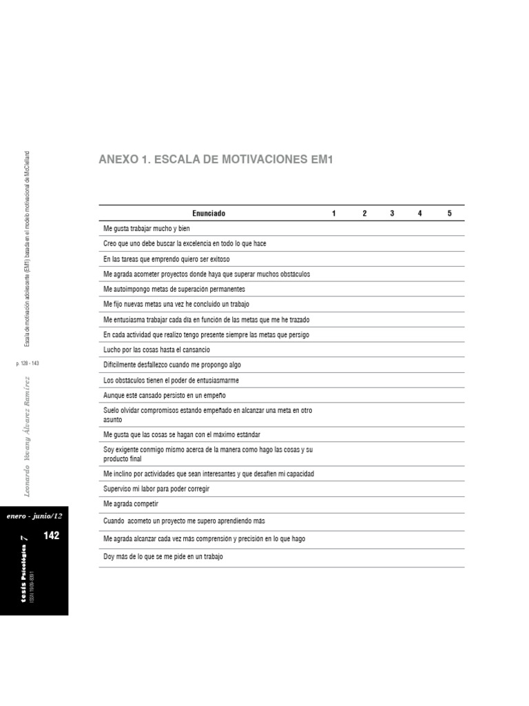 Anexo 1. Escala de Motivaciones Em1: Enunciado 1 2 3 4 5 | PDF
