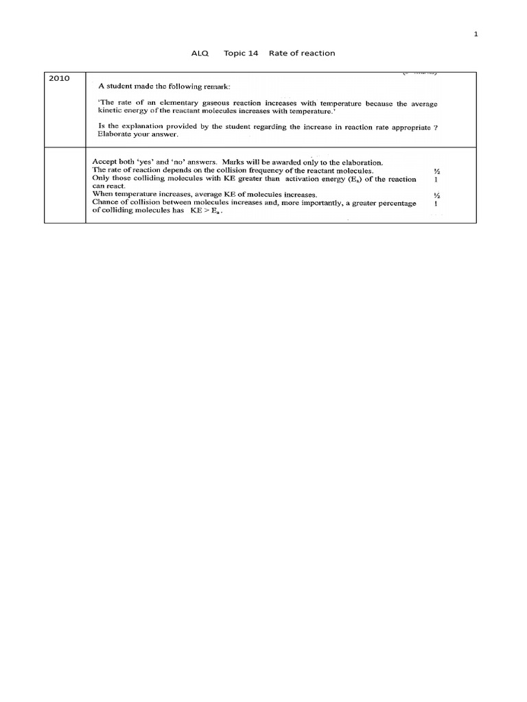 ALQ Kinetic II (Topic 14) | PDF | Chemical Kinetics | Change