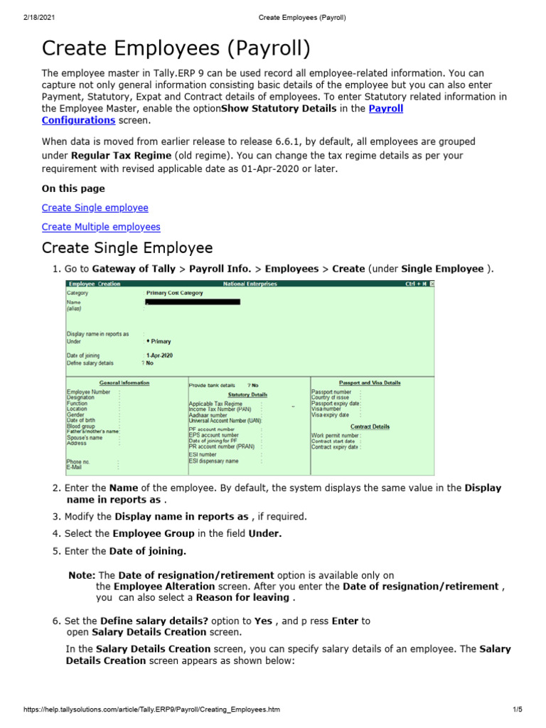 Create Employees (Payroll) | PDF | Payroll | Taxes