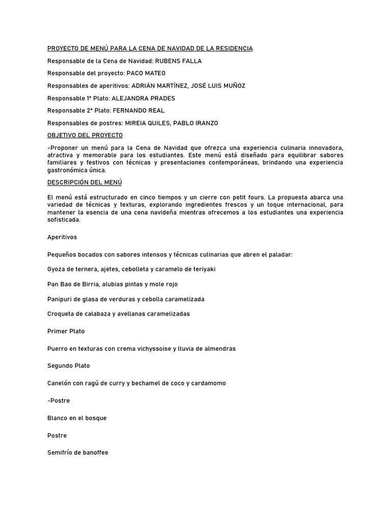 Menú Innovador para Cena de Navidad | PDF | Postres | Alimentos
