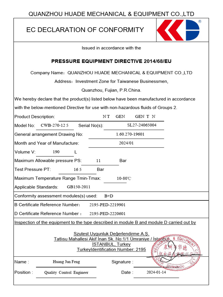 Ec Declaration of Conformity - lcn-11-16 - SN 222564 | PDF | Home & Garden